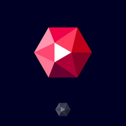 Play glossy ui button with linear icon Royalty Free Vector