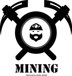 Retro mining logo with hard hat helmet perfect Vector Image