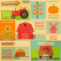 Farmer rides a tractor in barnyard Royalty Free Vector Image