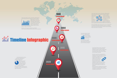 World road map timeline infographic Royalty Free Vector