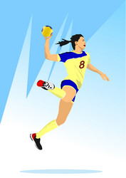 Young man exercising handball player silhouette Vector Image