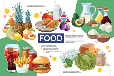 Cartoon food infographic concept Royalty Free Vector Image