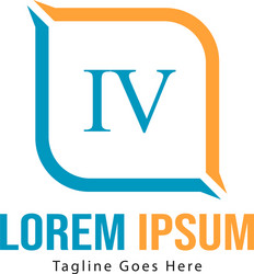 Initial iv logo template with modern frame Vector Image