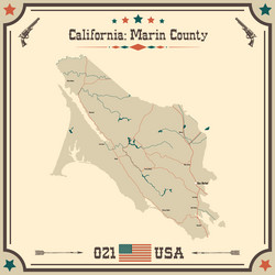 Large and detailed map of marin county Royalty Free Vector