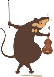 Cartoon rat or mouse plays violin Royalty Free Vector Image