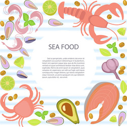 Background with various seafood Royalty Free Vector Image