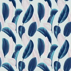 Seamless pattern hand drawn blue and pink leaves Vector Image