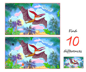 Find 10 differences of a brontosaurus Royalty Free Vector