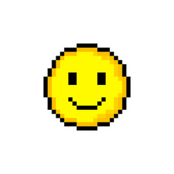 Pixel 8 bit yellow circles with smile collection Vector Image