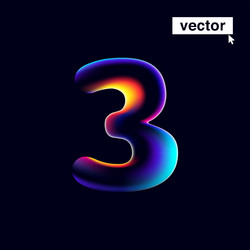 3 logo isometric number three neon lights emblem Vector Image