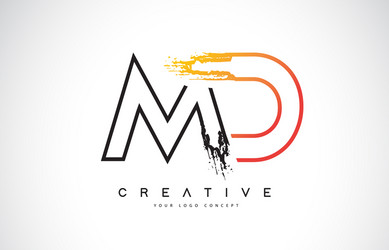 Md letter design with brush stroke and modern 3d Vector Image