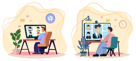 Remote work concept professionals engage Vector Image