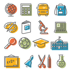 School and education icons watercolor style Vector Image