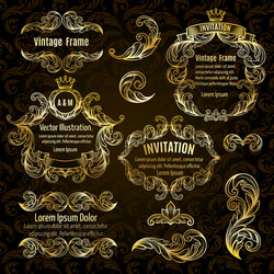 Elegant and luxurious regal gold frame on dark Vector Image