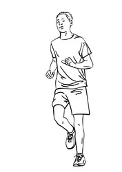 Sketch of running young man hand drawn linear Vector Image
