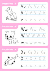 Letter v english alphabet writing practice Vector Image
