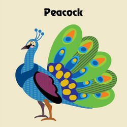 Beautiful peacock cartoon Royalty Free Vector Image