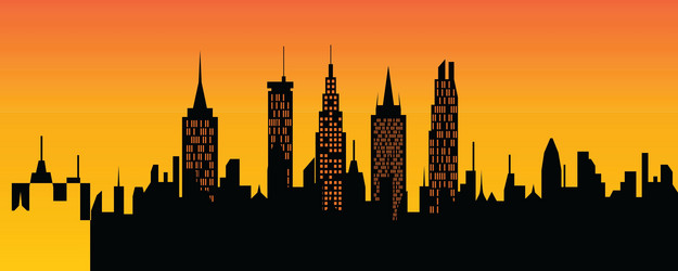 Sunset cityscape background Royalty Free Vector Image