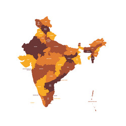 India - political map administrative divisions Vector Image