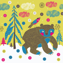 Poster tree with forest animals Royalty Free Vector Image