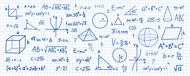 Hand drawn math symbols math symbols on notebook Vector Image