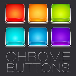 Glass buttons with chrome frame set of colored Vector Image