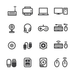 Computer parts and accessories icons Royalty Free Vector