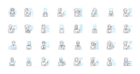 Pseudonyms linear icons set alias pen name nom Vector Image
