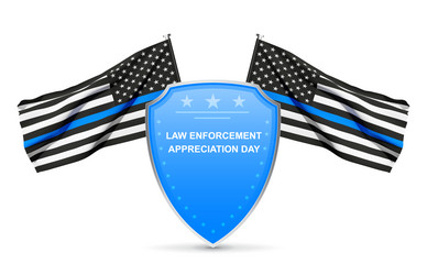 Shield with law enforcement support flag Vector Image