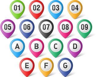 Colorful numbers set number pointer Royalty Free Vector