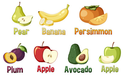 Set of fruits cartoon Royalty Free Vector Image