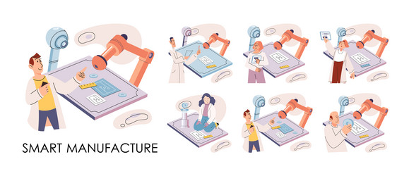 Manufacturing process automated production line Vector Image