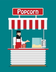 Popcorn cute businessman with a inflation chart Vector Image