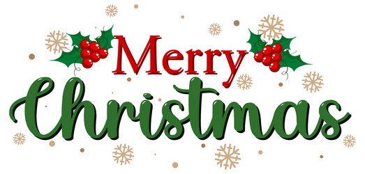 Merry christmas text with cartoon character Vector Image