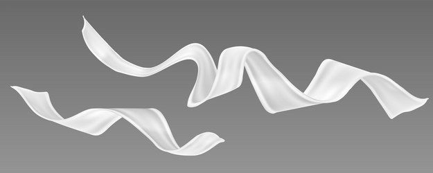 3d flying white fabric pieces on gray Royalty Free Vector