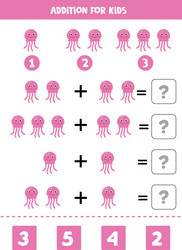 Subtraction with cute jelly fish educational math Vector Image