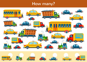 Counting children game cartoon transport car Vector Image