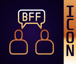 Gold line bff or best friends forever icon Vector Image