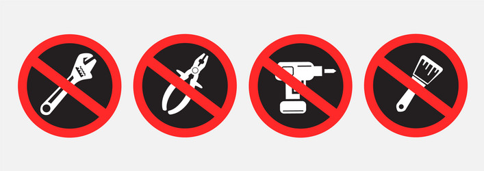 Outline repair tools sign symbol set Royalty Free Vector