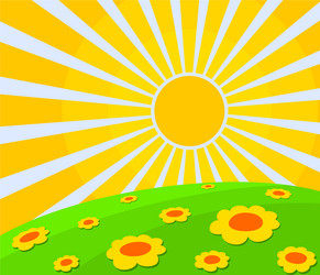 Abstract rural landscape with rising sun Vector Image