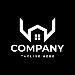 Letter w home building logo design Royalty Free Vector Image