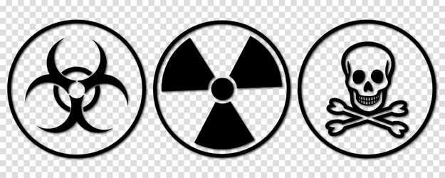 Biohazard and radioactive warning signs Royalty Free Vector