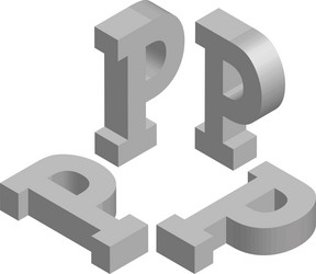 Isometric letter p template for creating logos Vector Image