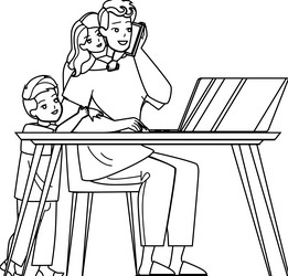 Father remote work Royalty Free Vector Image - VectorStock