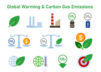 Co2 neutral icon set carbon gas emission Vector Image