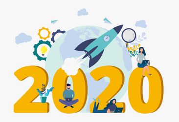 People build a rocket spacecraft solid teamwork Vector Image