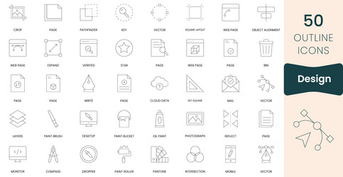 Set of ios ui icons thin outline icons pack Vector Image