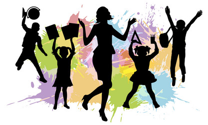 School children and teacher Royalty Free Vector Image