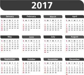 Calendar templates for a year 2024 - 2029 Vector Image