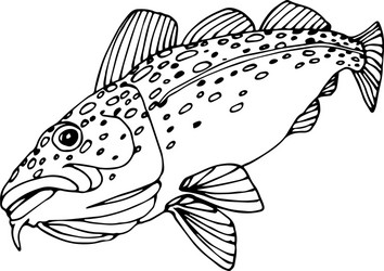 Atlantic spotted cod with a frying pan Royalty Free Vector